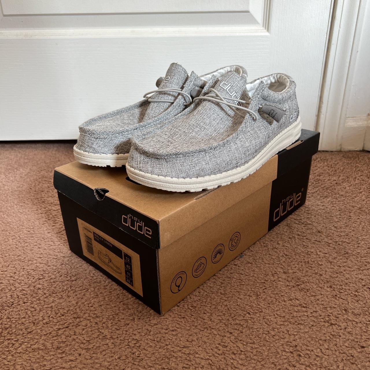 Hey Dude Men's Grey and White Slippers | Depop