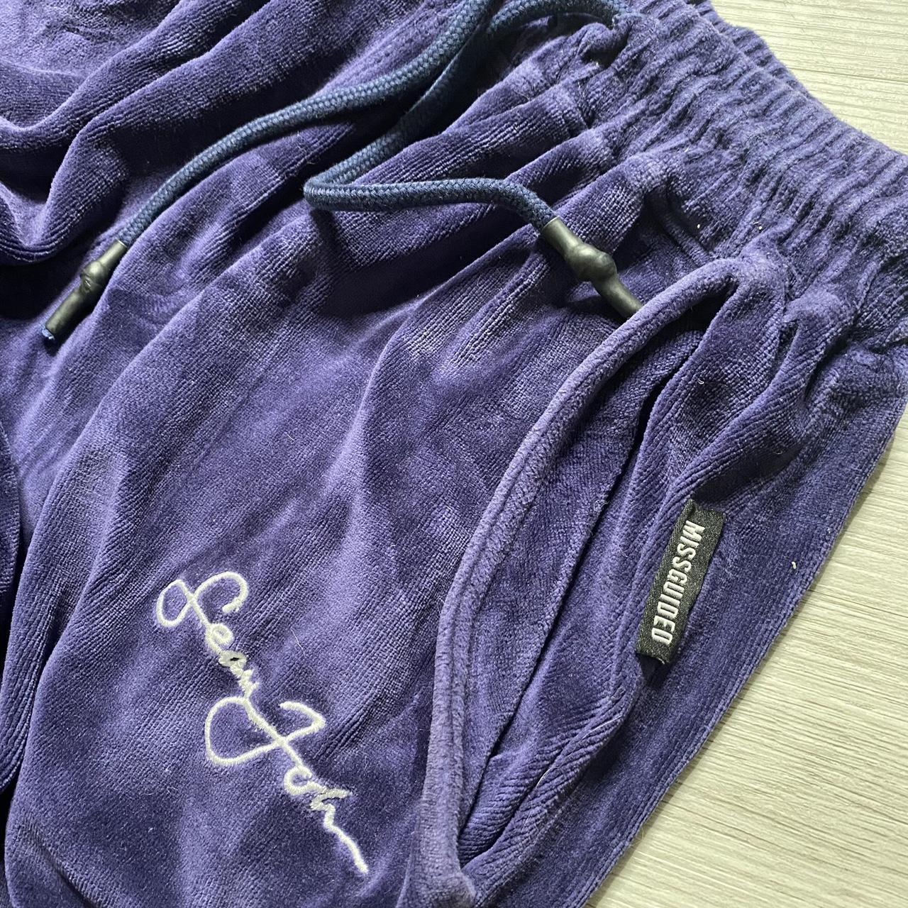 Sean John x Misguided Purple velour joggers with... | Depop
