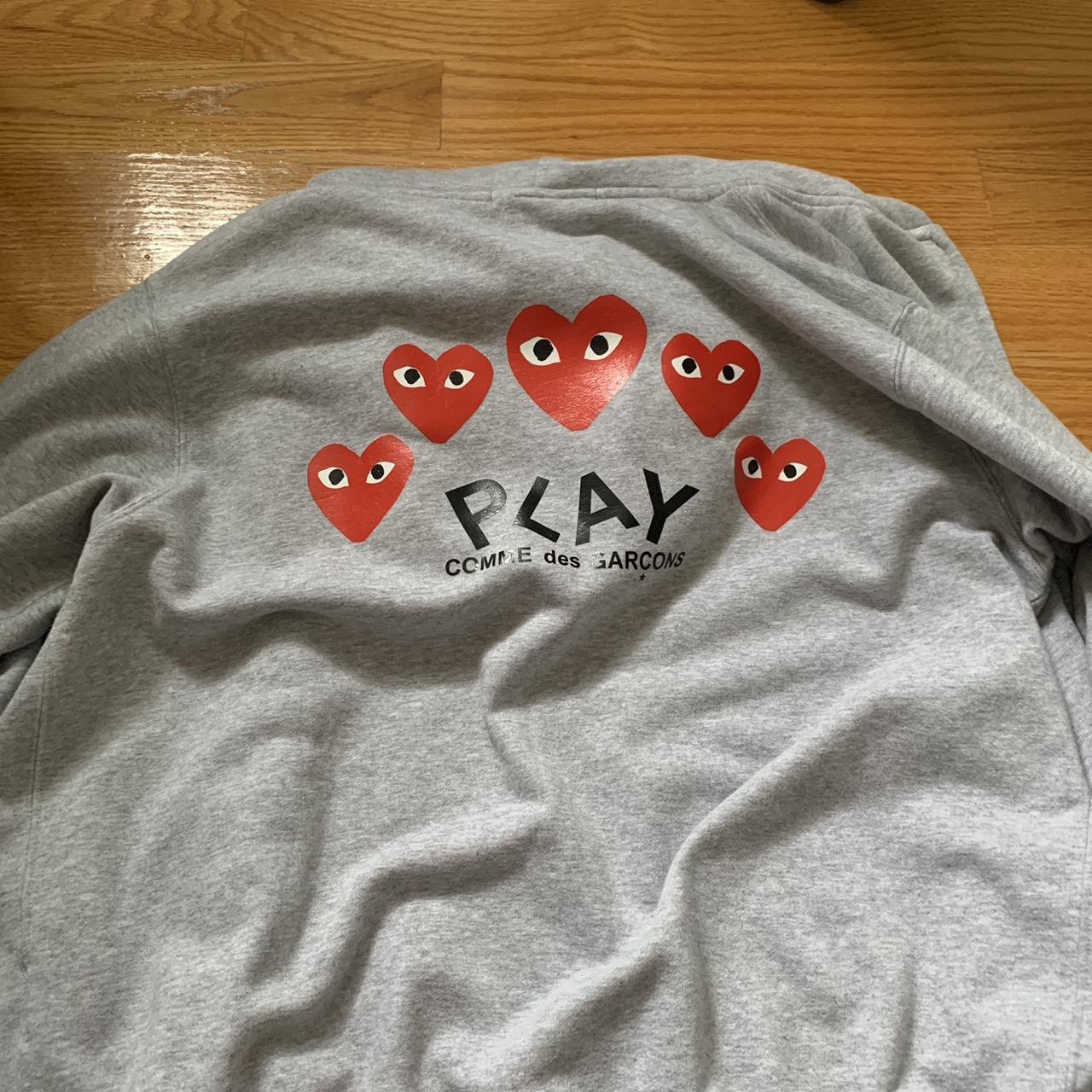 Grey CDG Zip Up Lightly Used Medium Missing hoodie... - Depop