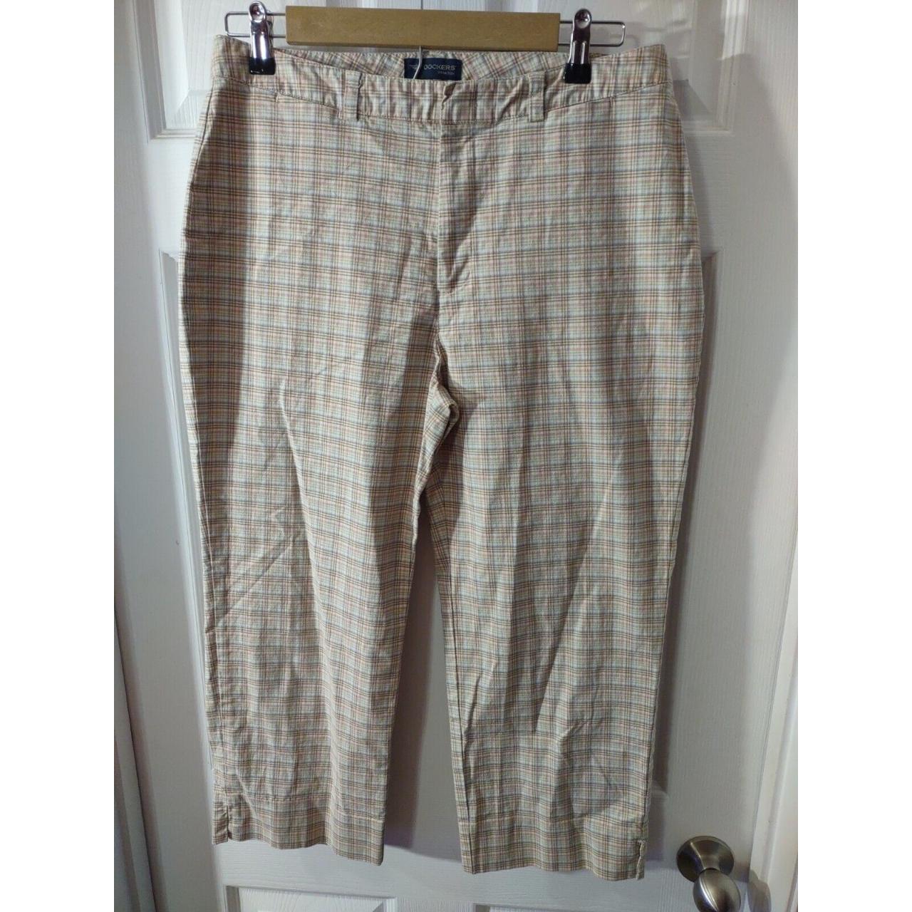 Dockers Stretch Capri Pants Size 10 Multicolor Plaid. - Depop