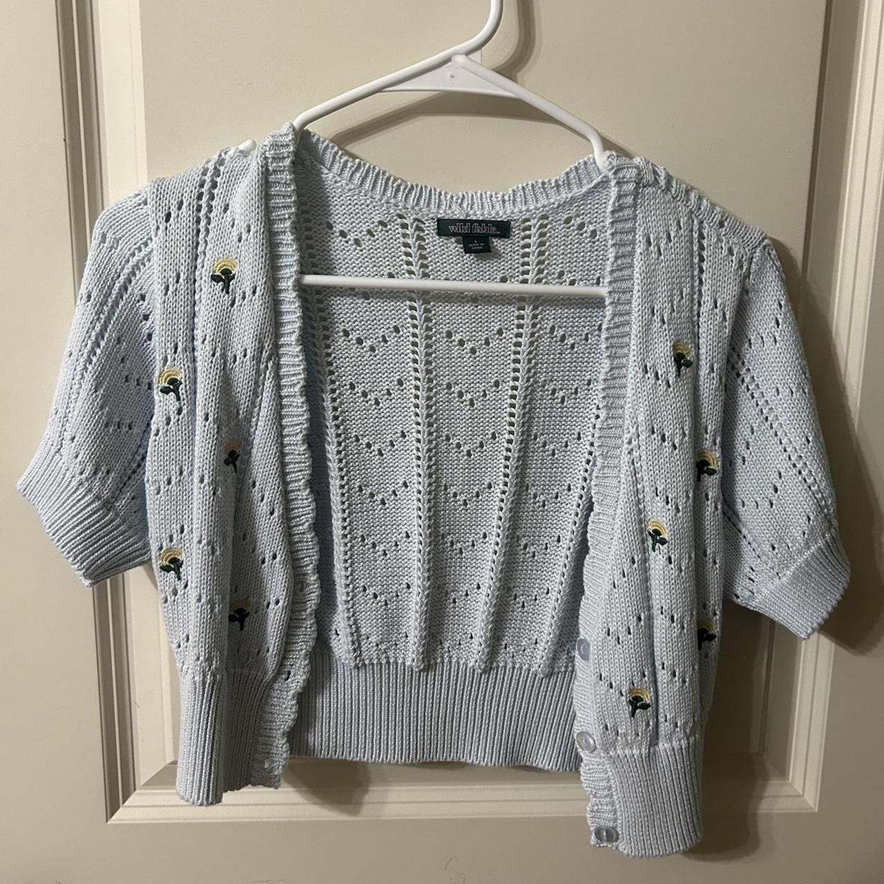 wild fable blue short sleeve cardigan! cute little... - Depop