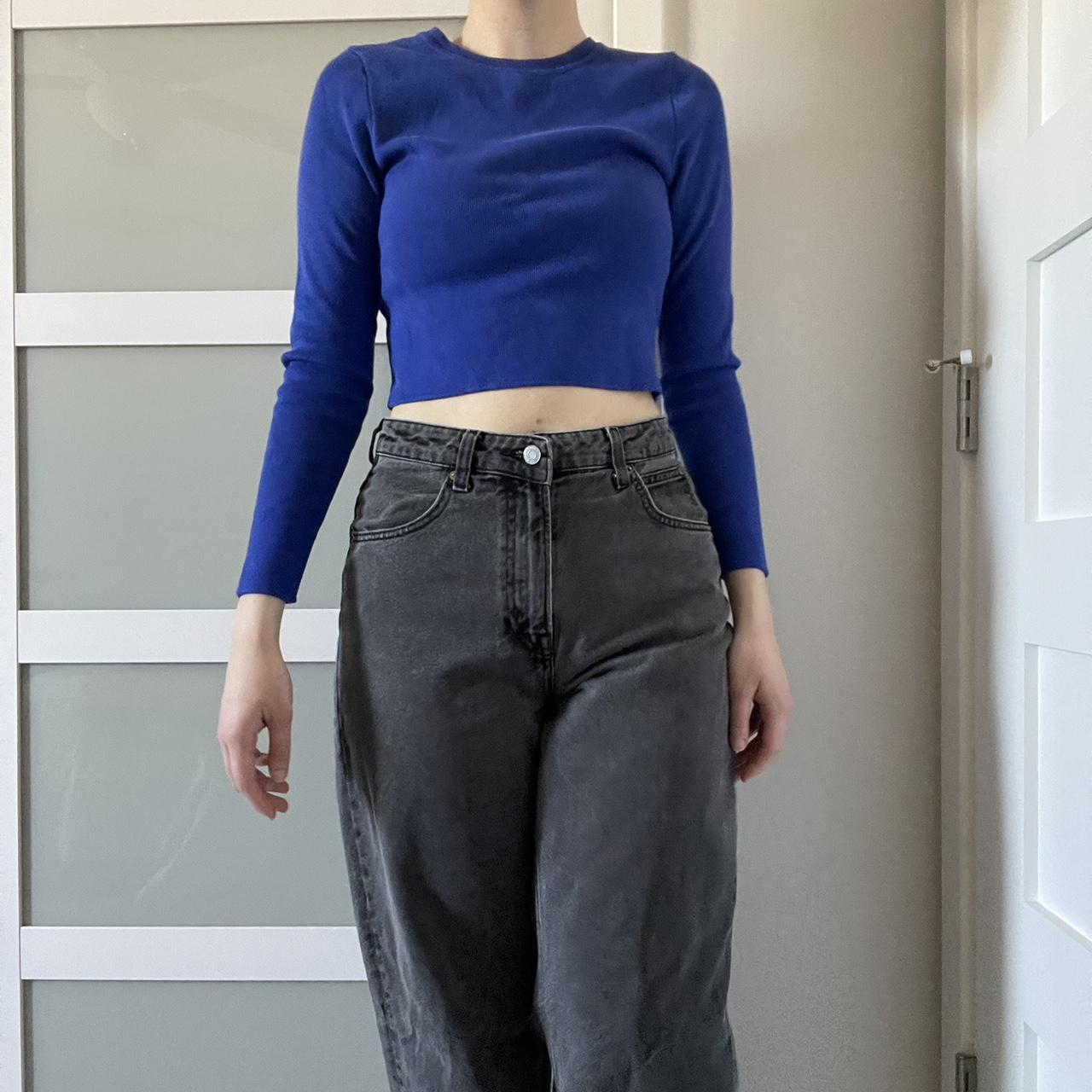 REPOP Zara royal blue long sleeve crop sweater top.... - Depop