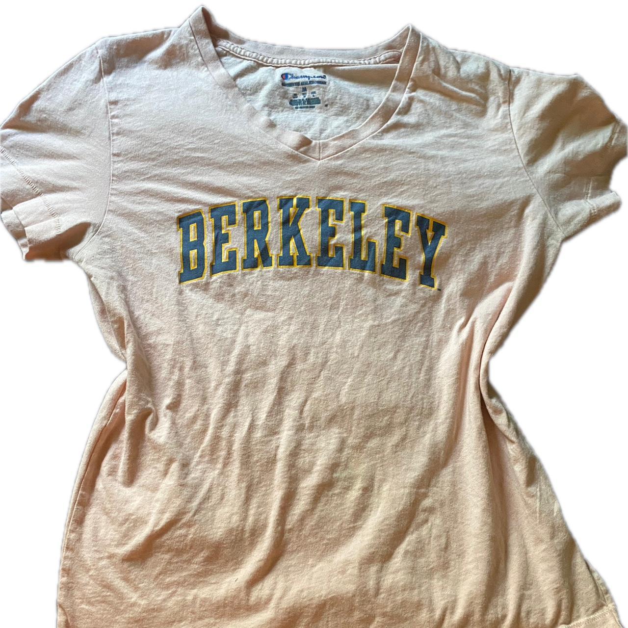 Pink Uc Berkeley v-neck t-shirt - Depop