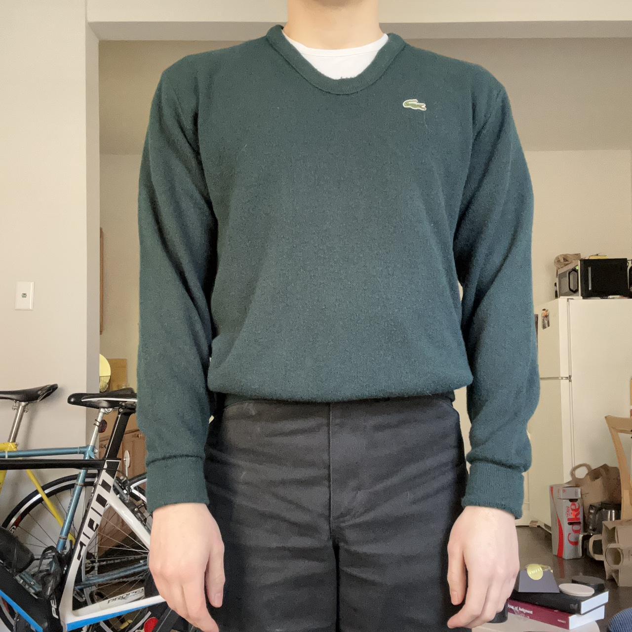 Vintage Lacoste / Izod v-neck sweater in forest... | Depop