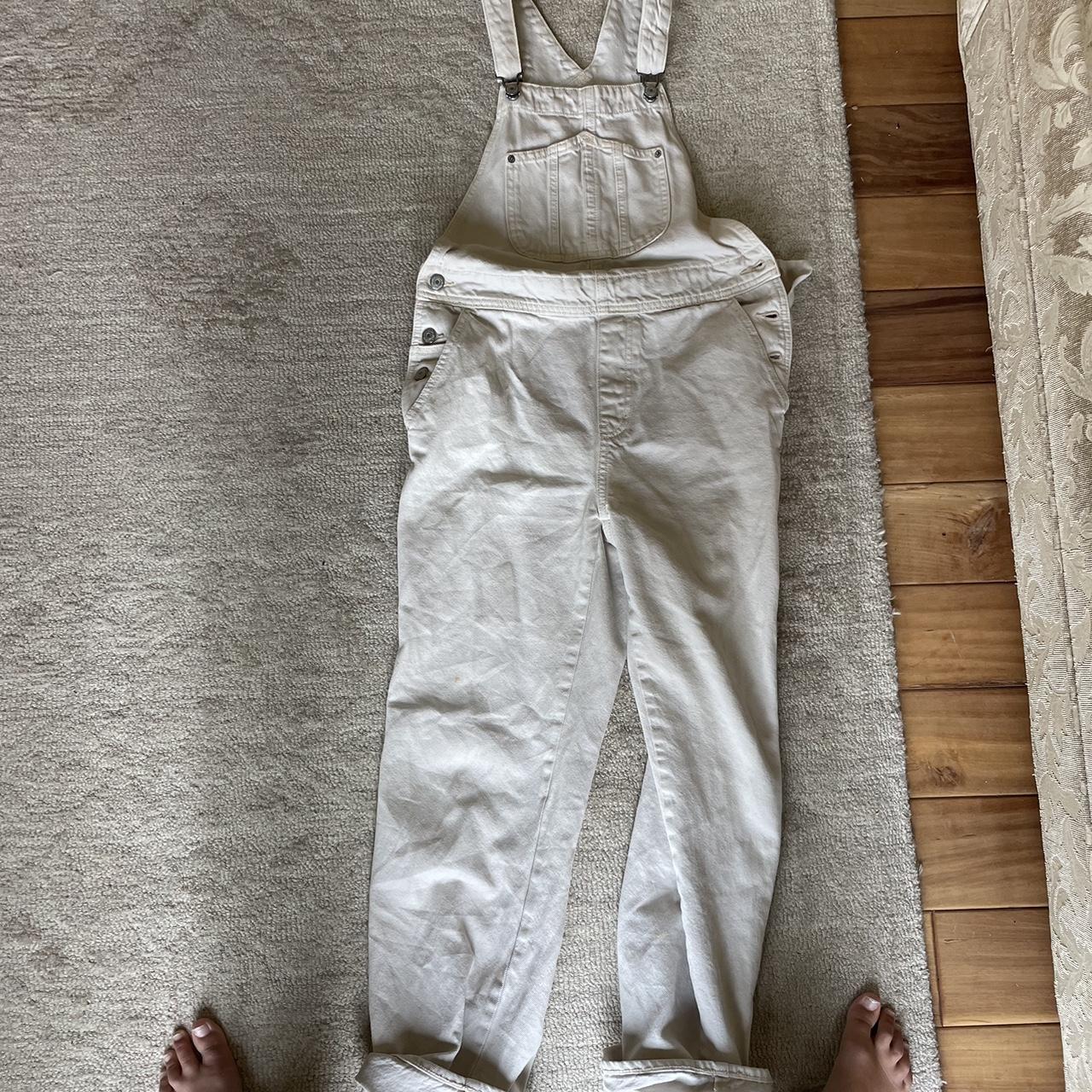 Super cute white overalls small stains shown in... - Depop