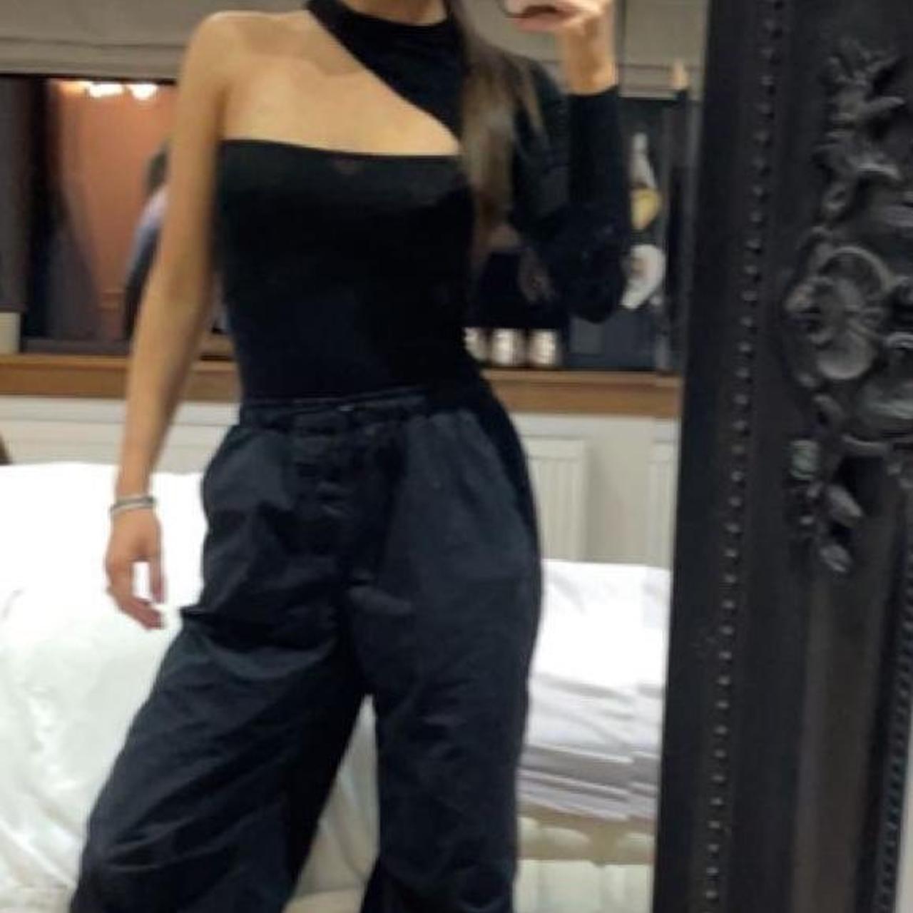 Black one sleeved bodysuit worn once, would fit 6/8... - Depop