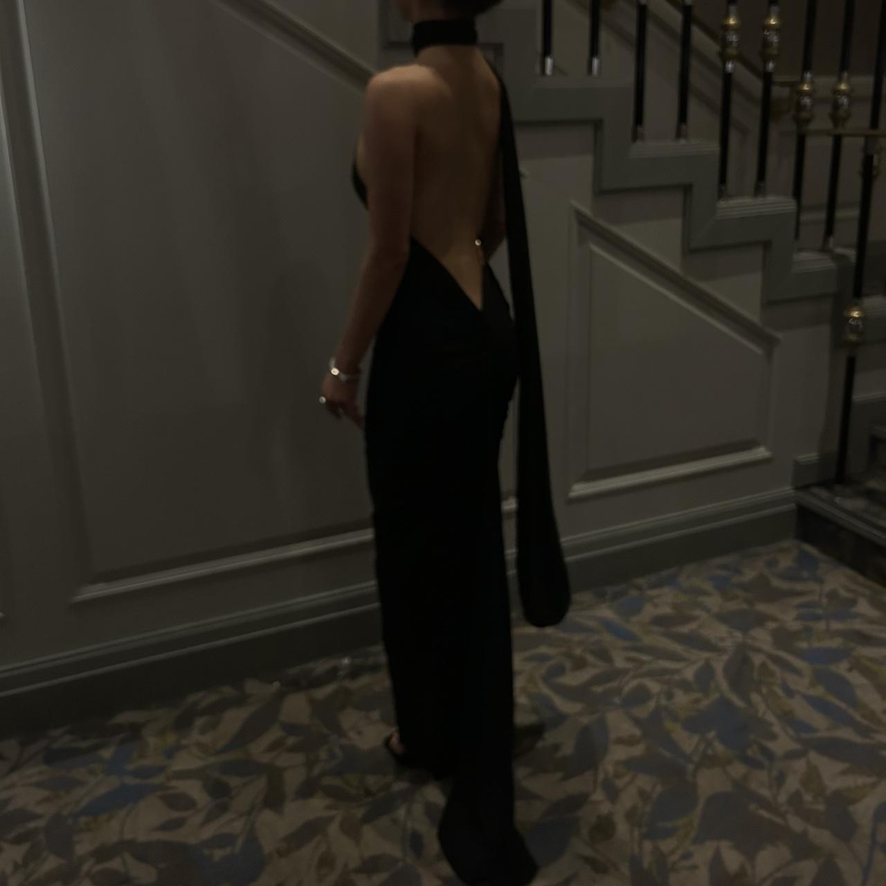 Black backless gown worn for a couple of hours... - Depop