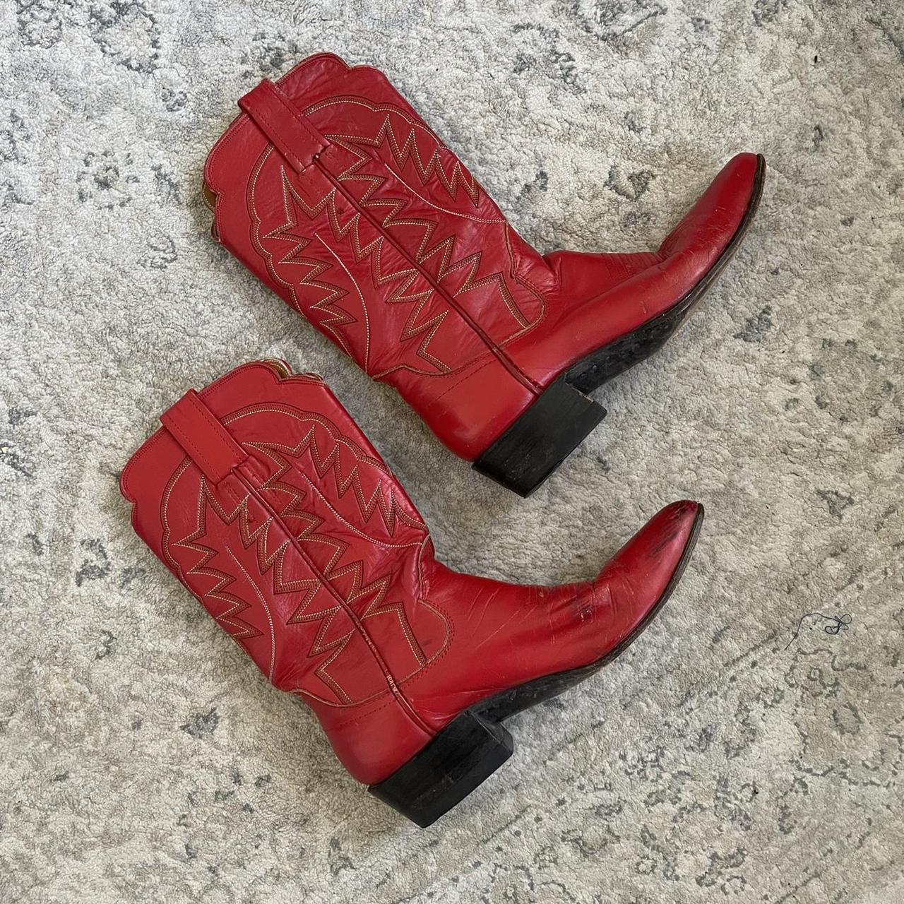 Red leather cowboy boots The perfect pair of... - Depop