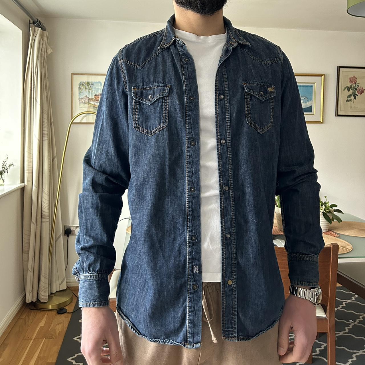 Diesel dark denim shirt, size L Great condition-... - Depop