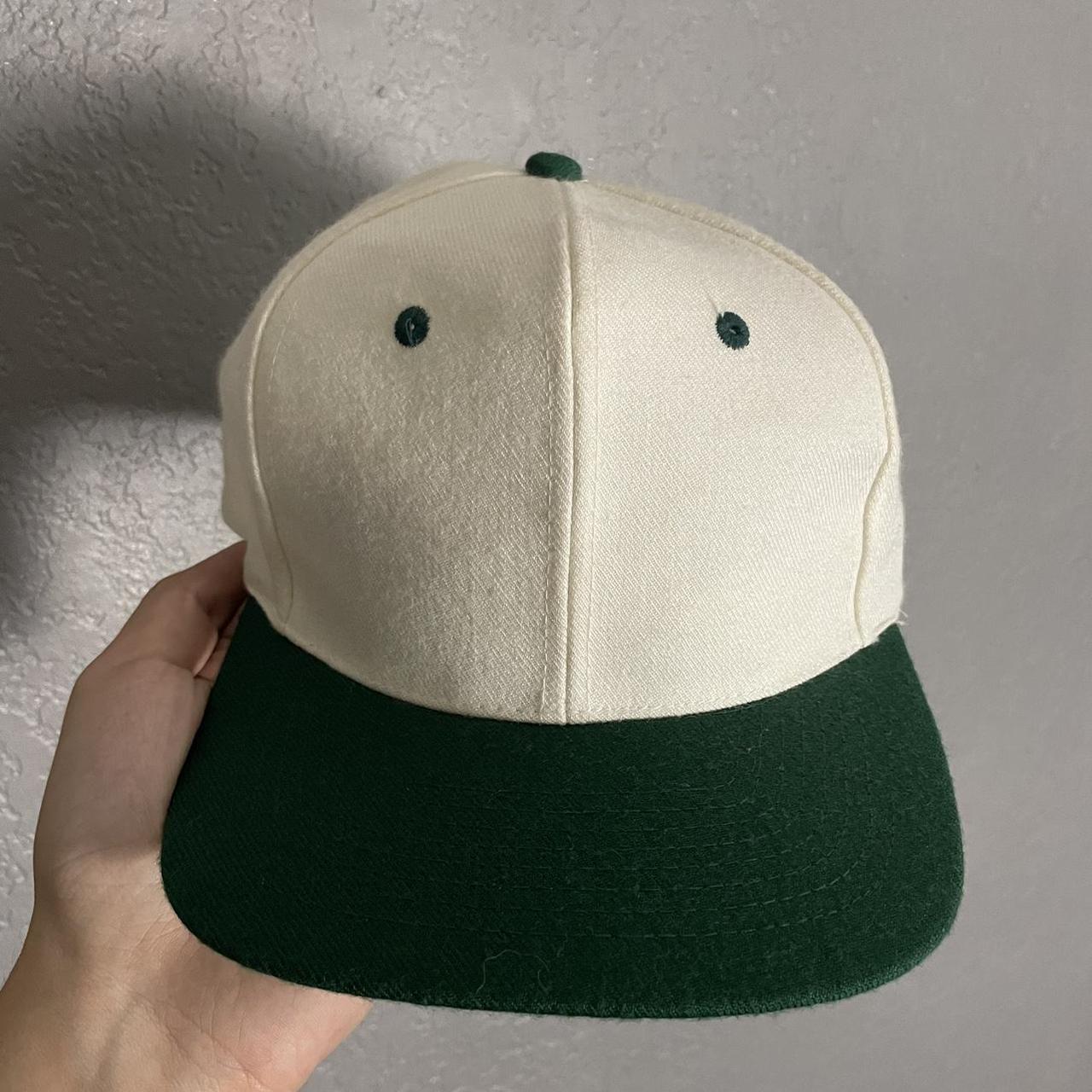 Cream & Green 1990s SnapBack Blank Hat Great... - Depop