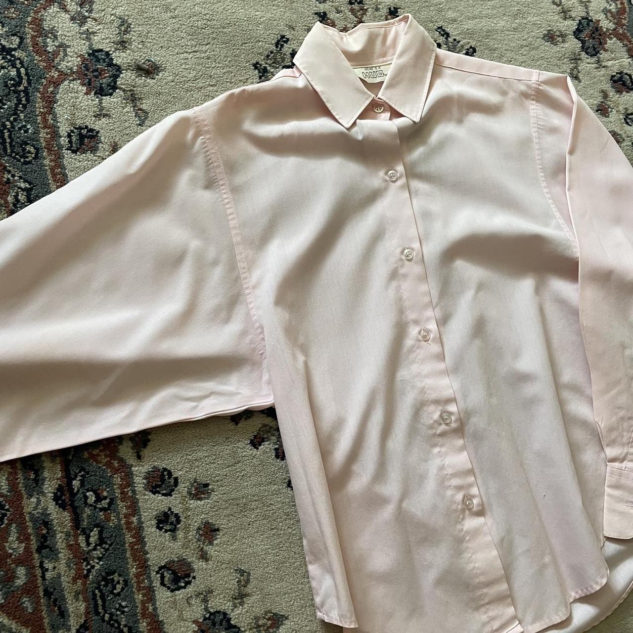 Here is a Hug Vintage Pink Button-Up Shirt... - Depop