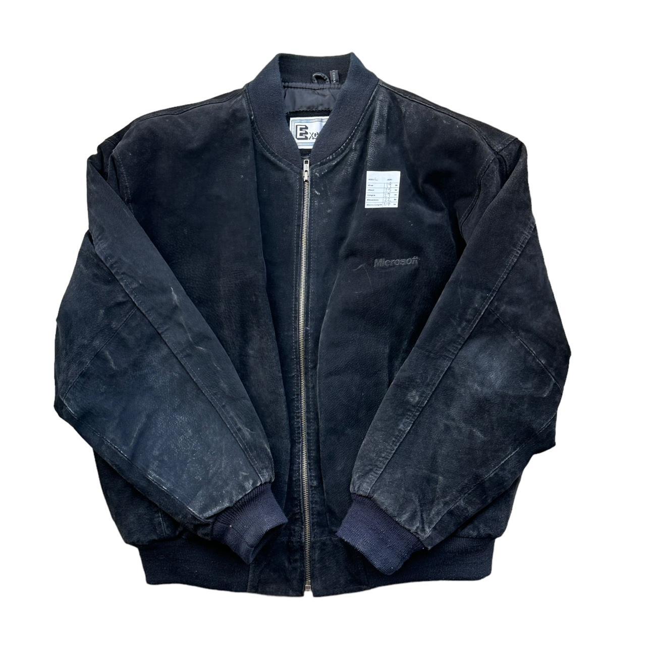 Vintage Microsoft Excelled leather Bomber letterman... - Depop