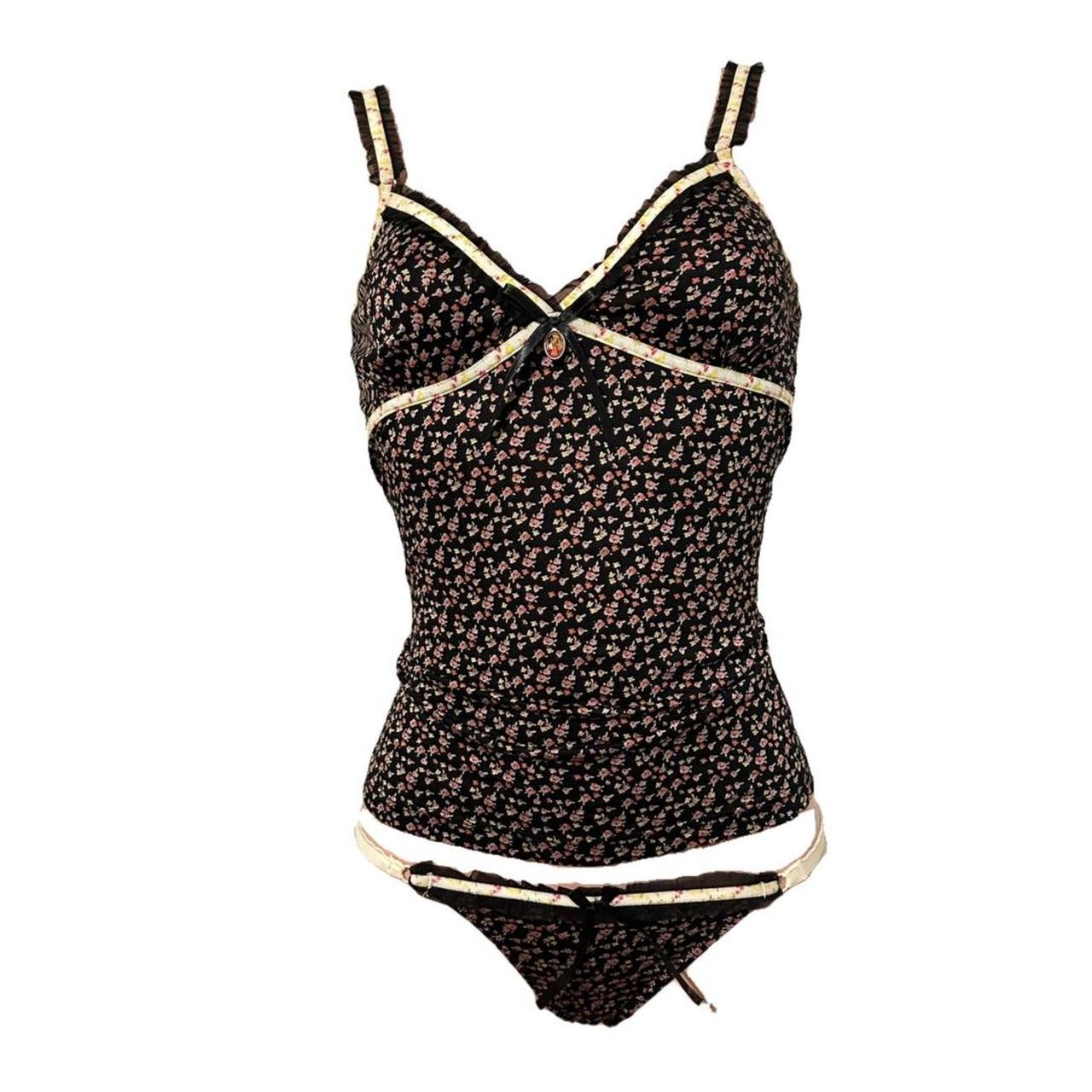 Vive maria set 🖤🌺🌸 Black/ flower print panty/ top.... - Depop