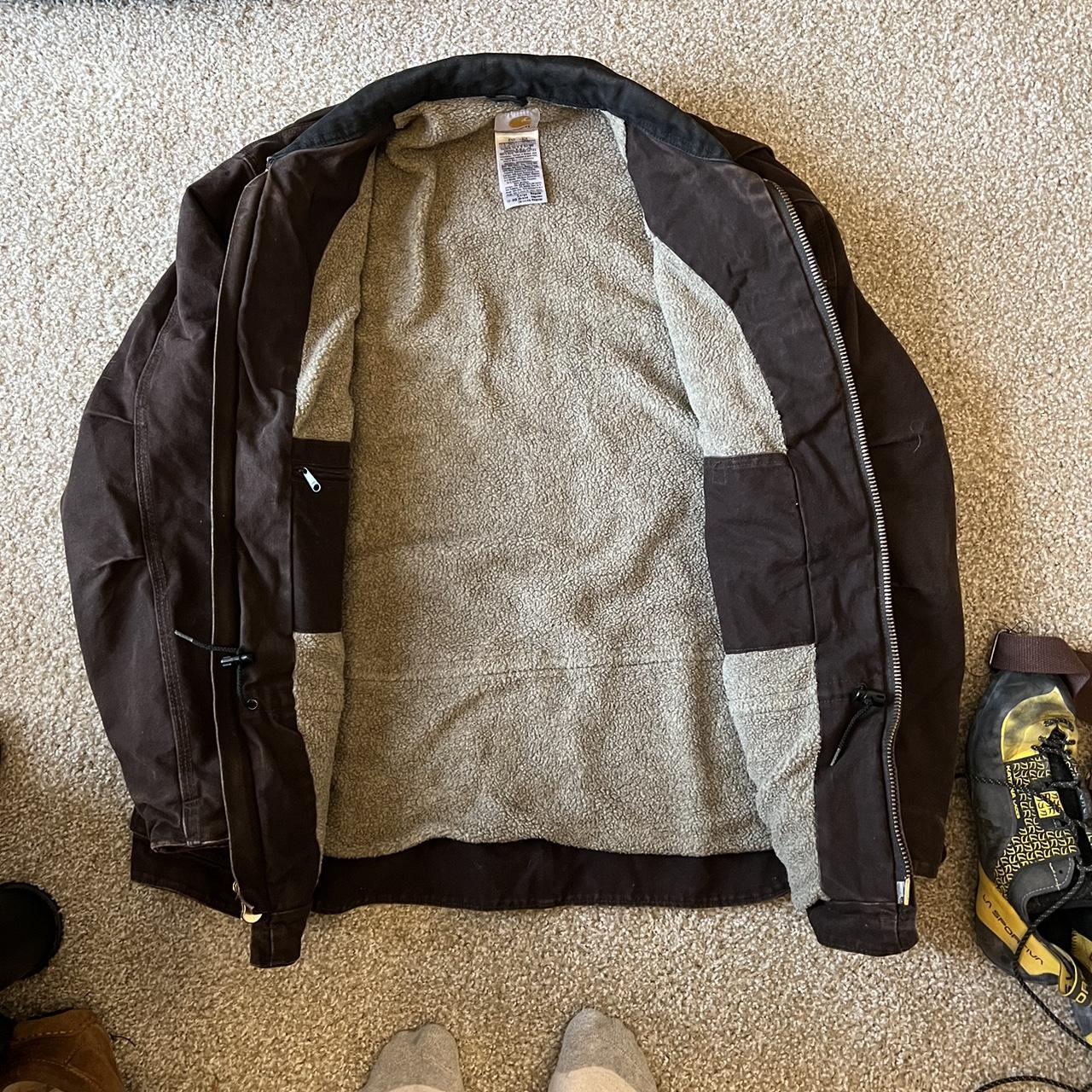 Vintage Carhartt Work Jacket Fuzzy Inside Size... - Depop