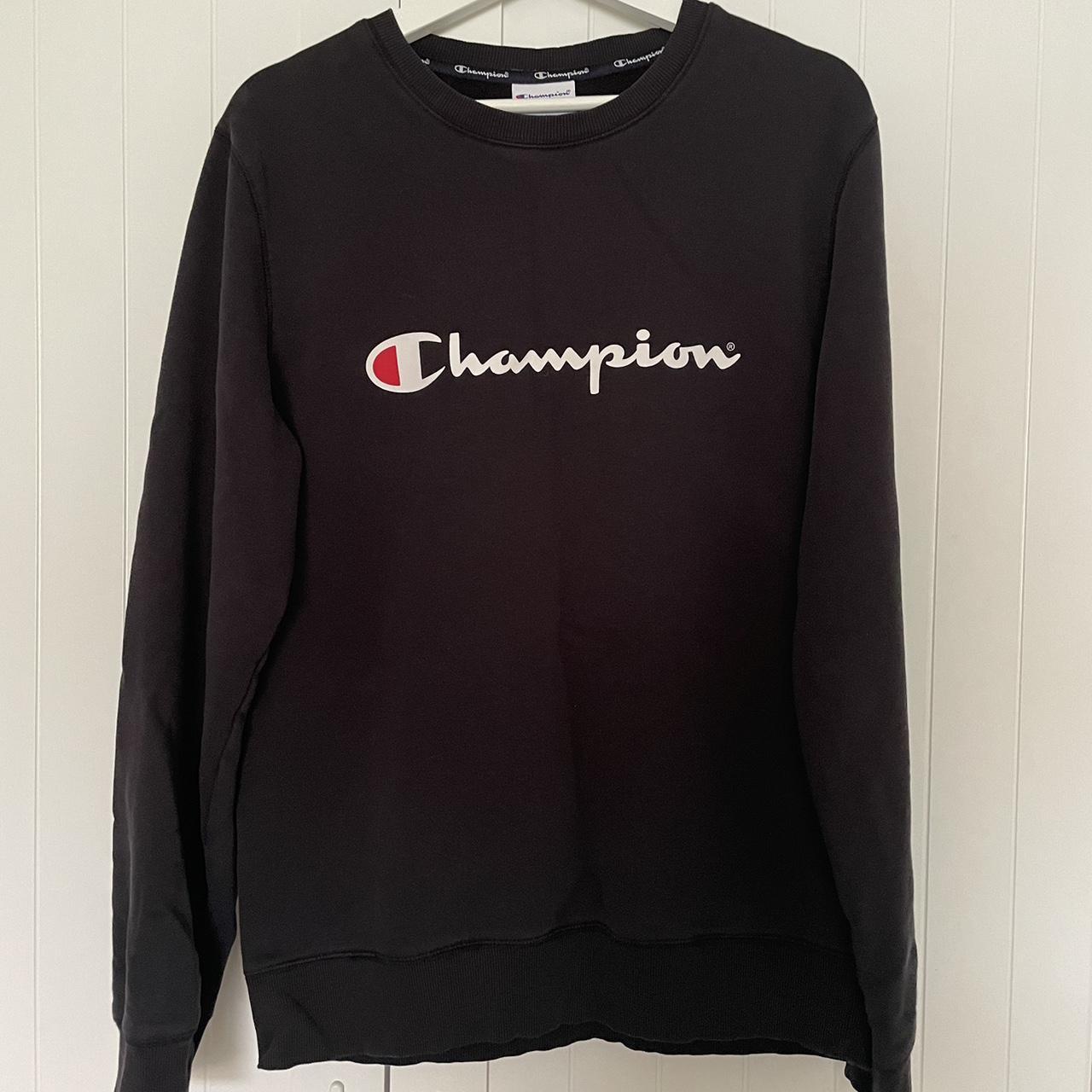 Champion Jumper, Black, Size M (fits a S) Perfect... - Depop