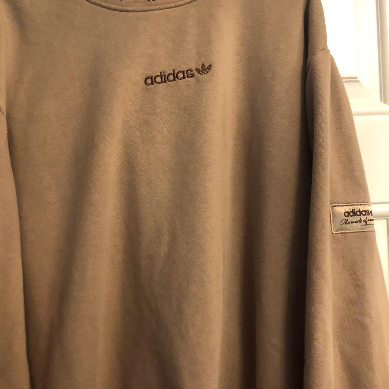 Adidas Vintage Brown Crew Neck Oversized Sweatshirt... - Depop