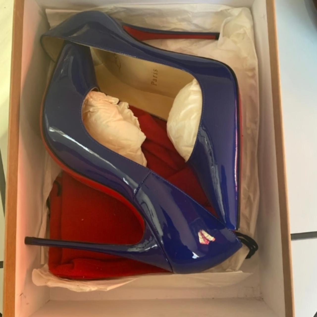 Christian Louboutin Navy Blue Red bottom... | Depop