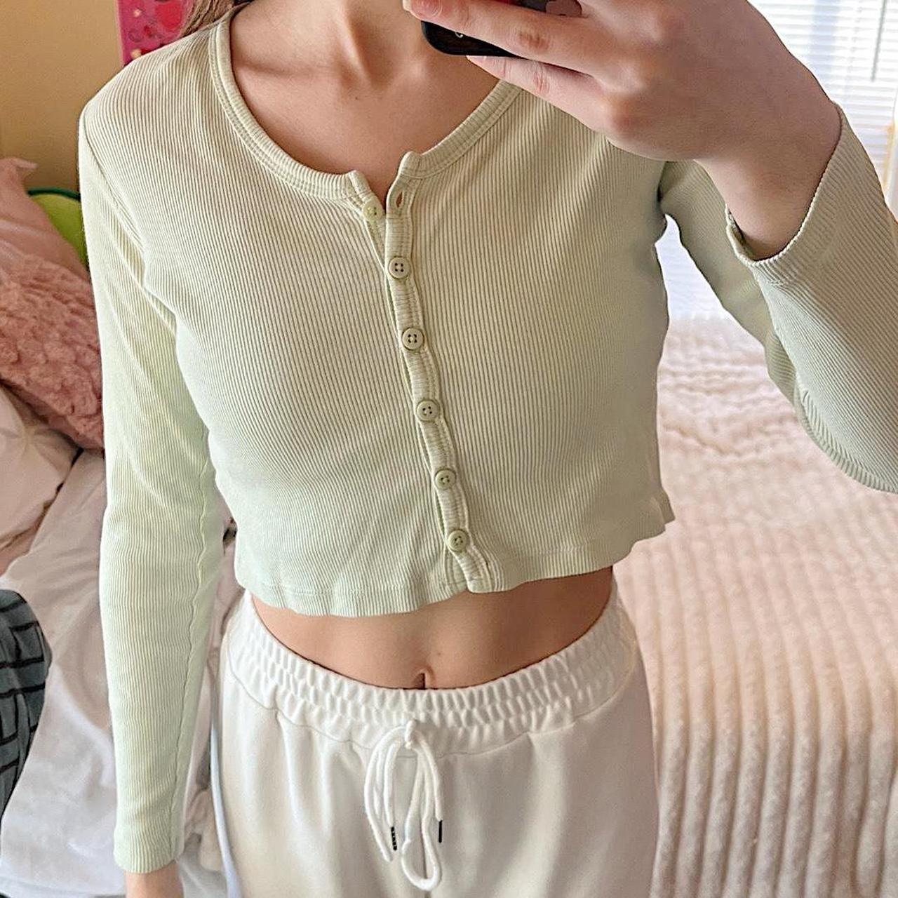 Mint Green Button Up Long Sleeve Top Size medium... - Depop