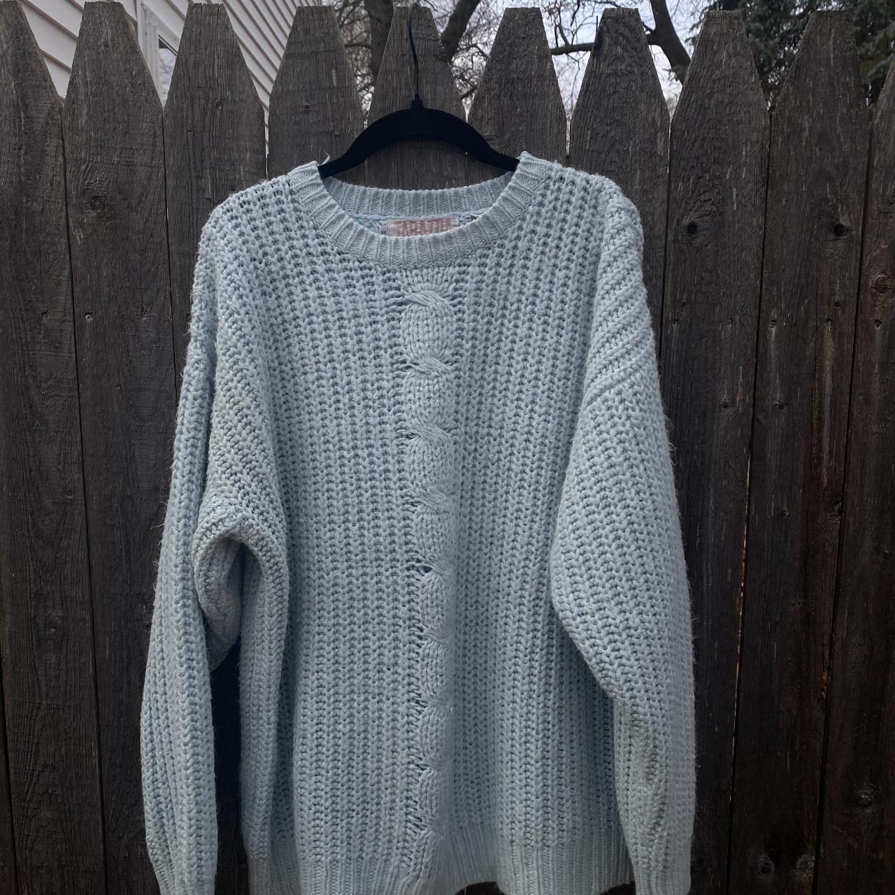 Vintage Tarazzia baby blue sweater cable knit... - Depop