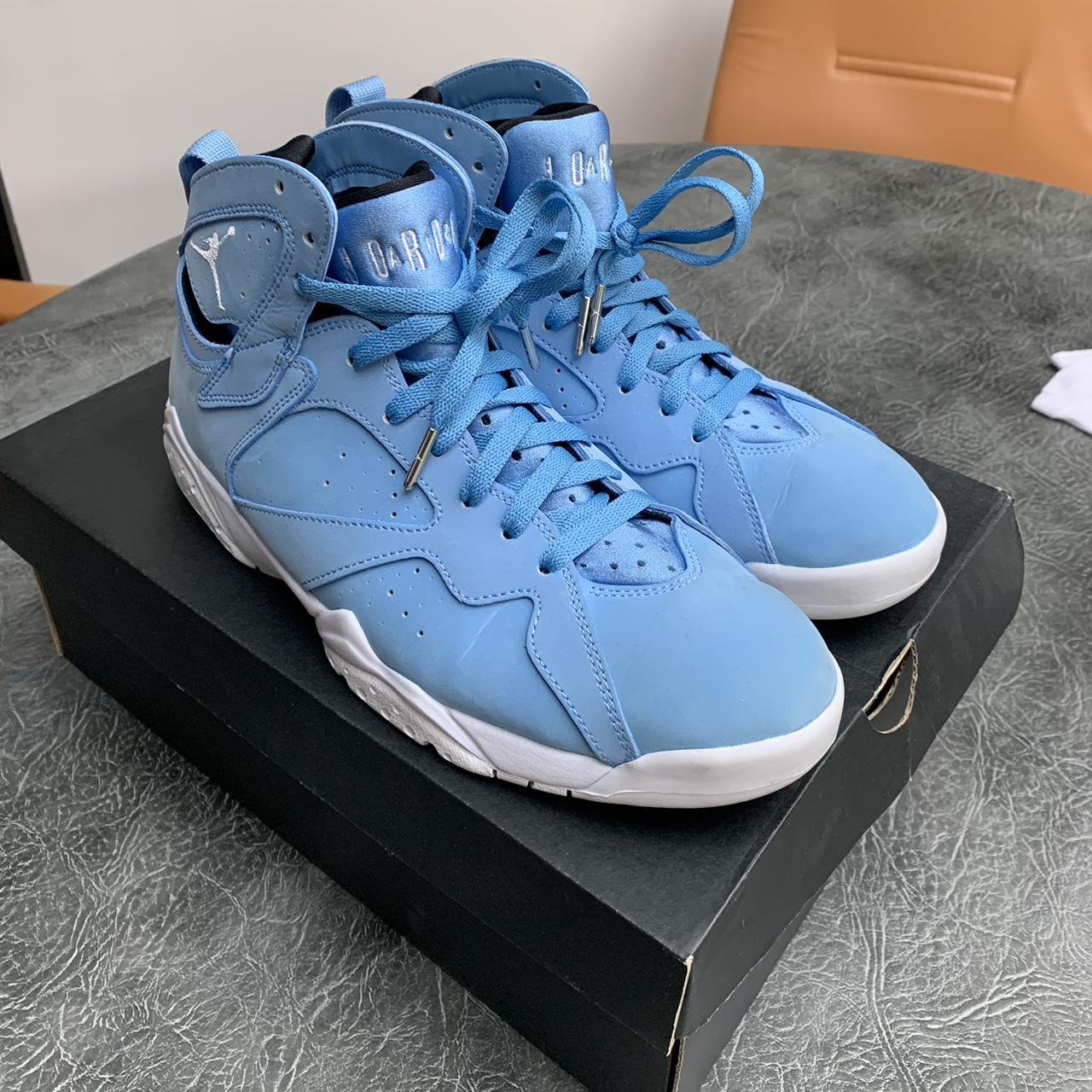 Air Jordan 7 Retro 'Pantone' Blue/ White UK... - Depop