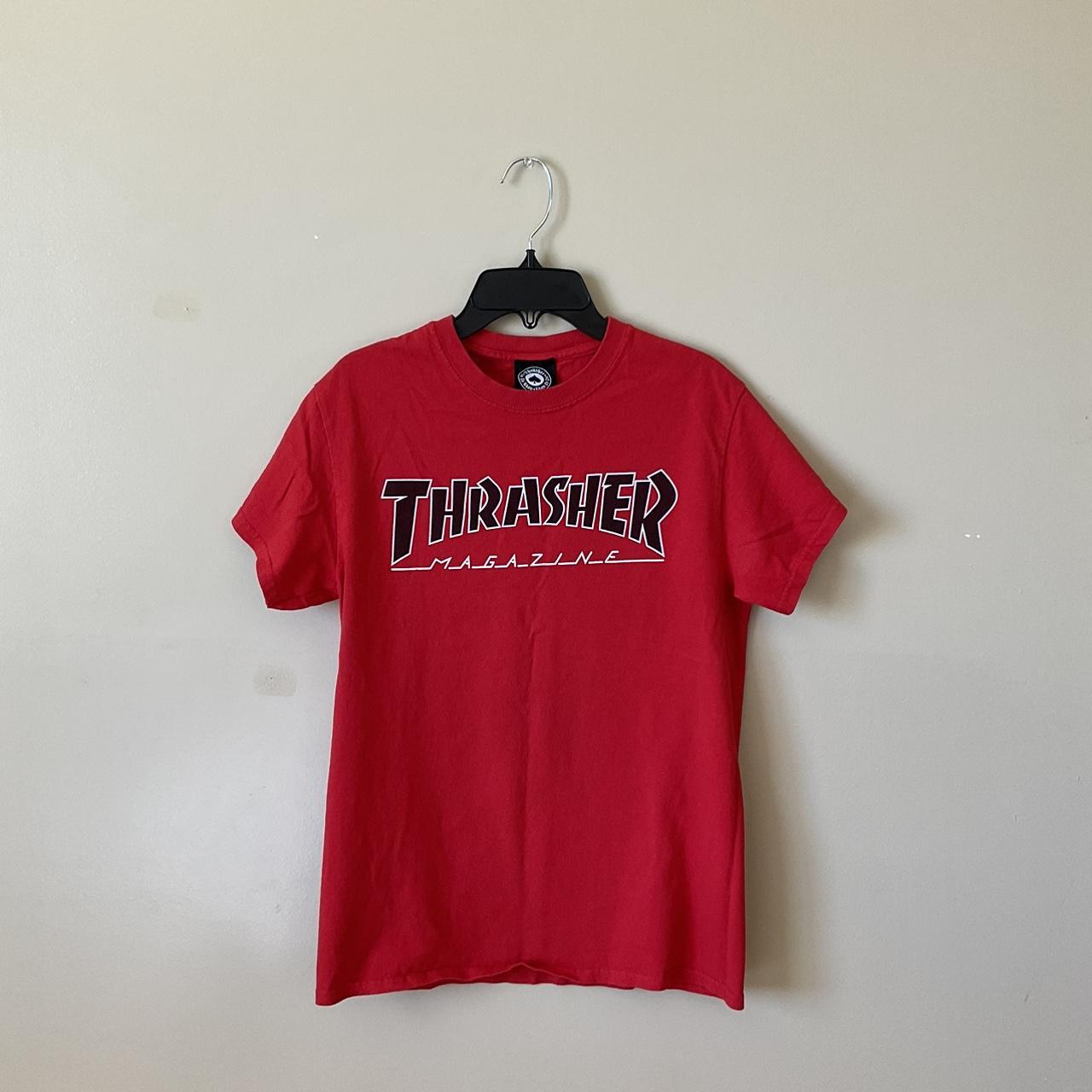 Thrasher Men's Red and Black T-shirt | Depop