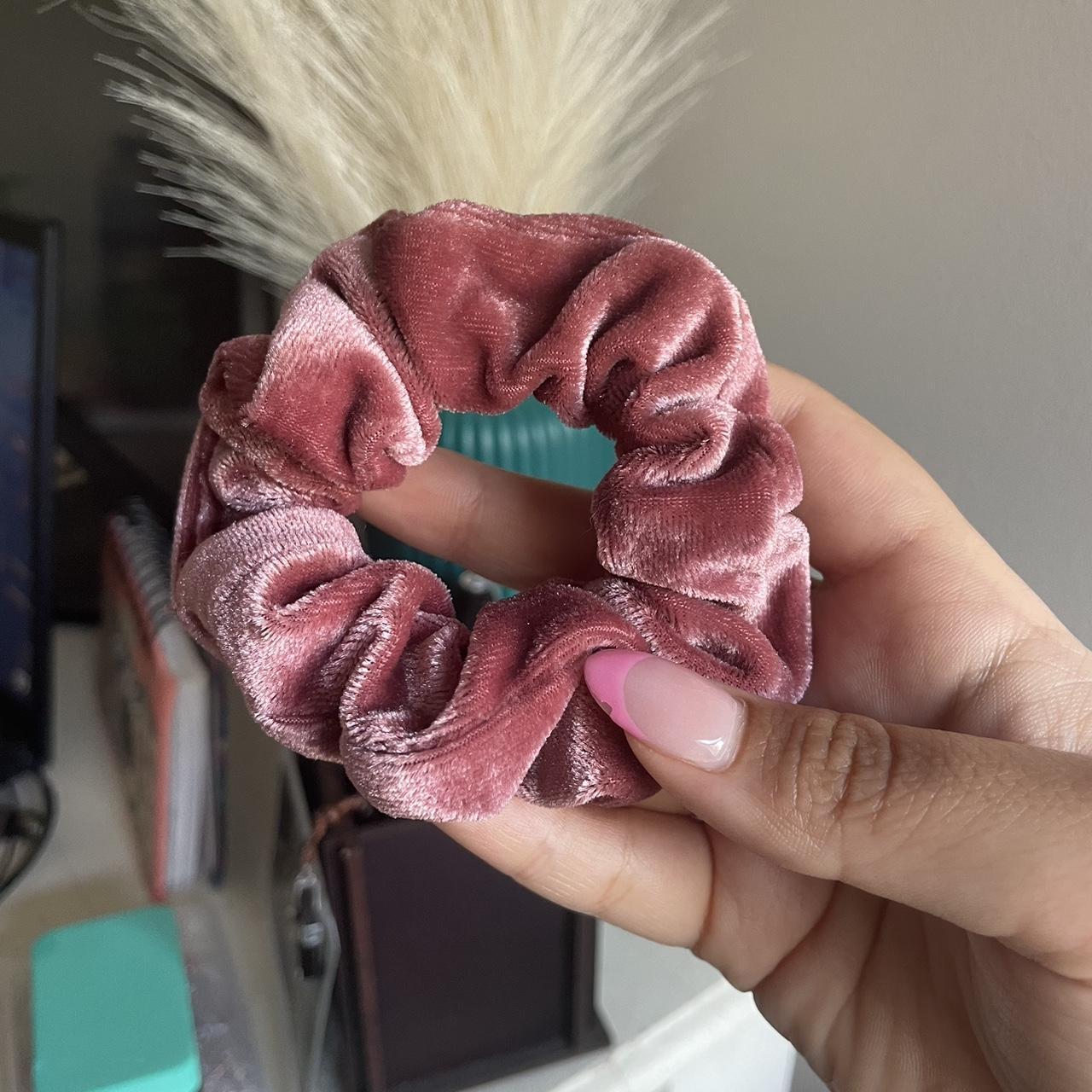 Pink velvet scrunchie brand new #scrunchy #hairtie... - Depop
