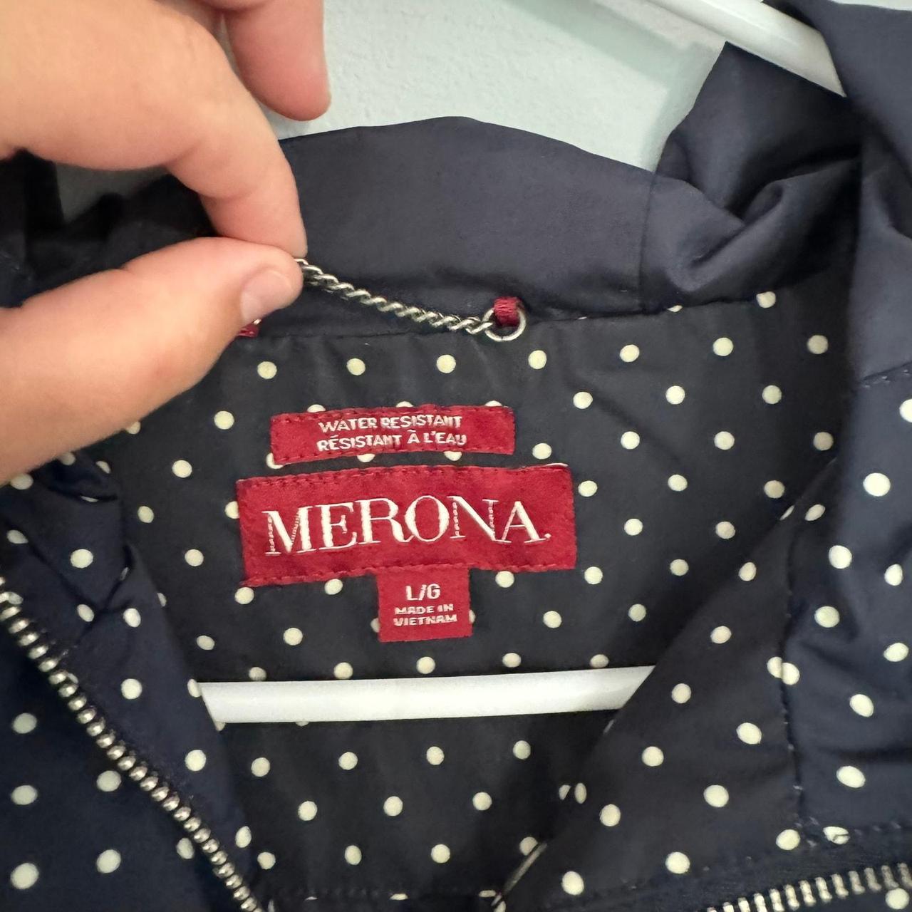 Merona Dark Navy Blue & White Polka Dot Water... - Depop