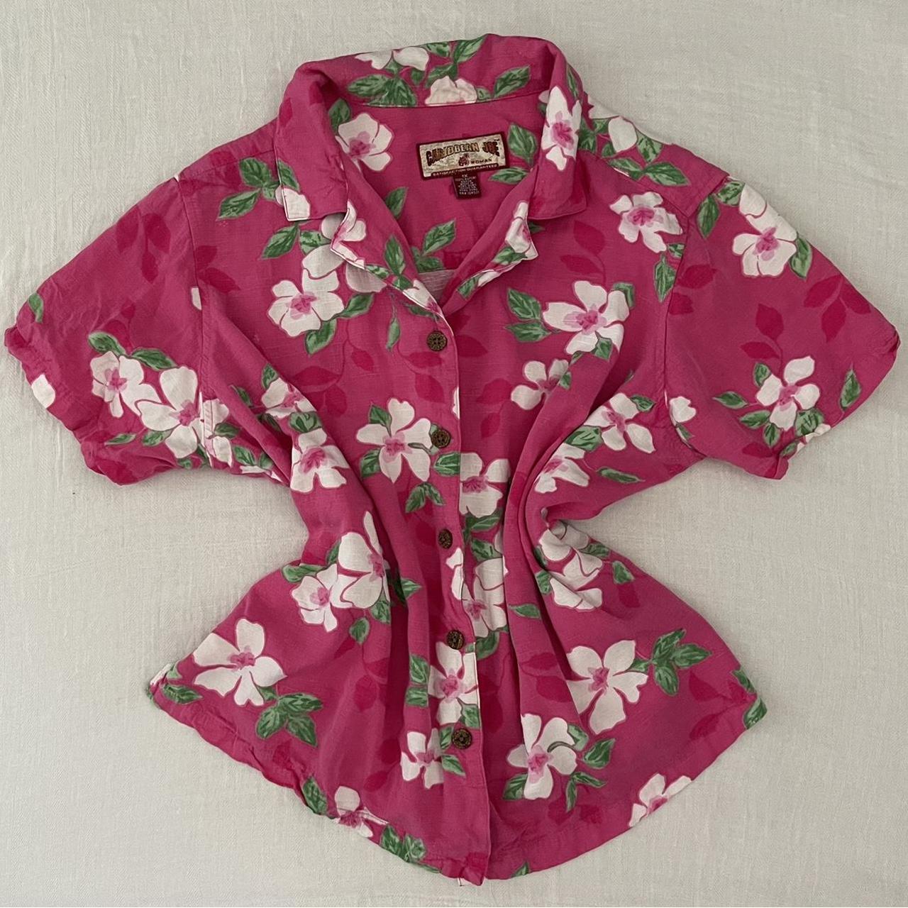 American Vintage Women's Pink and Green Shirt | Depop