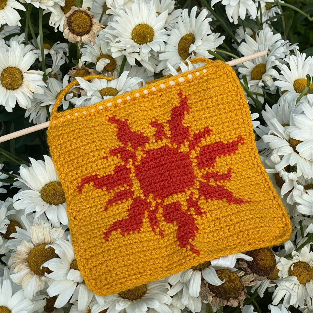 Crochet Sun Wall Hanging Tapestry 🧶 Handmade /... - Depop