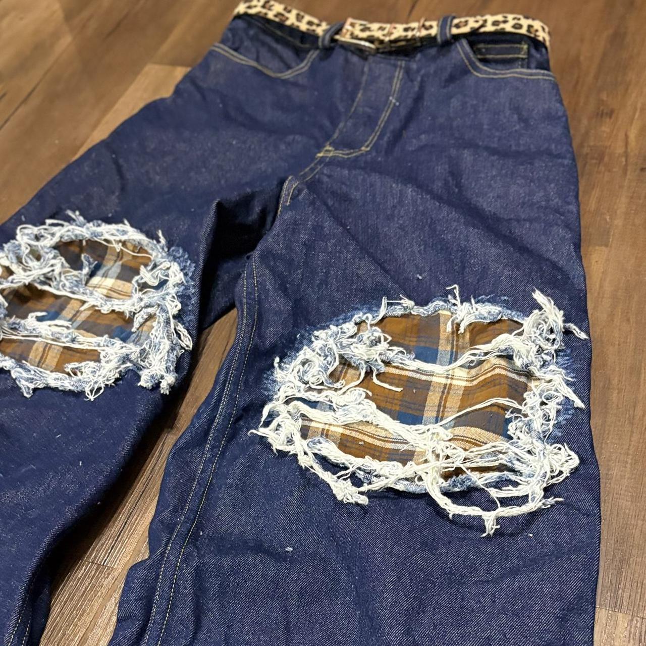 cut n sewn 14oz slashed flannel baggy denim by me... | Depop