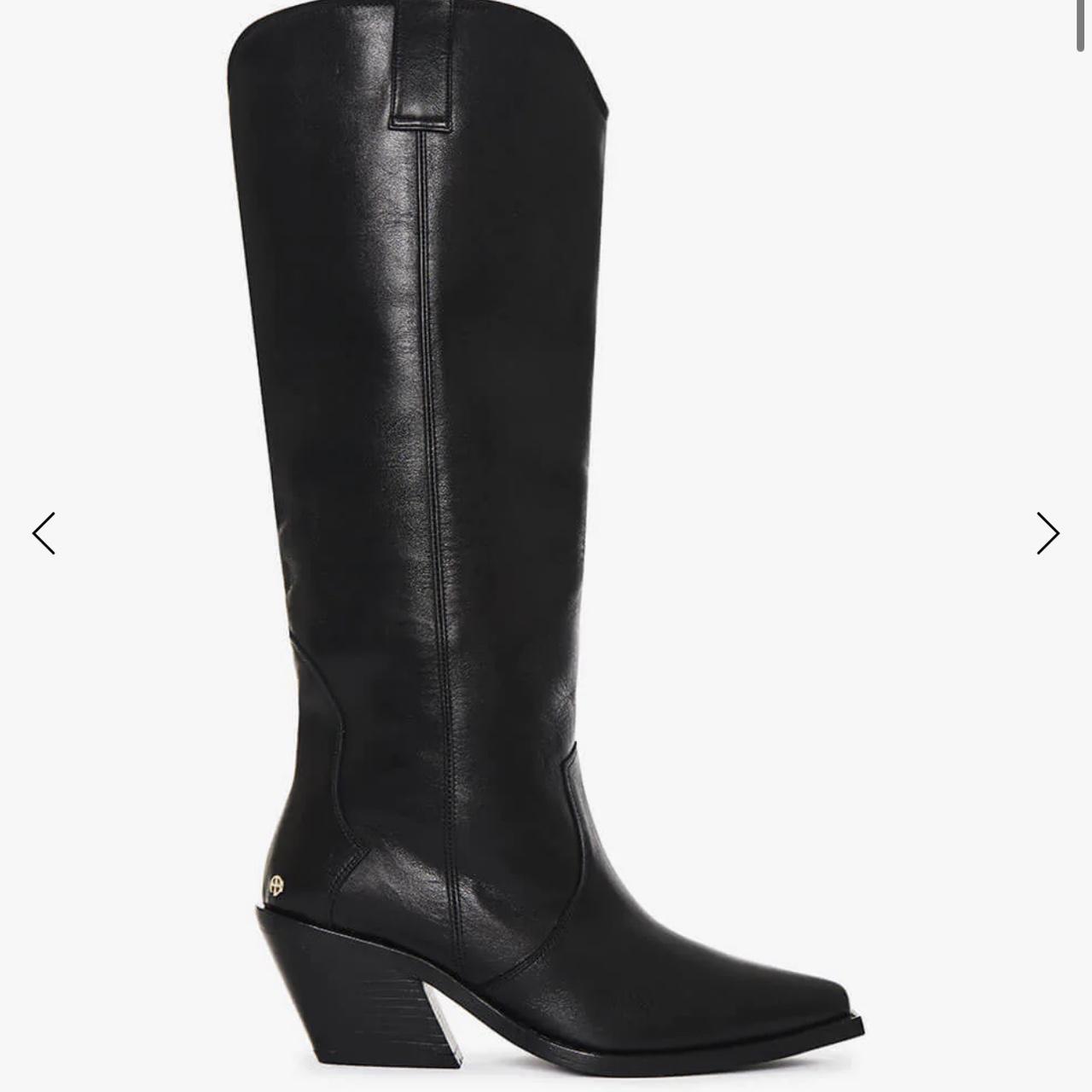 Anine Bing black modern western black boot. Worn a... - Depop