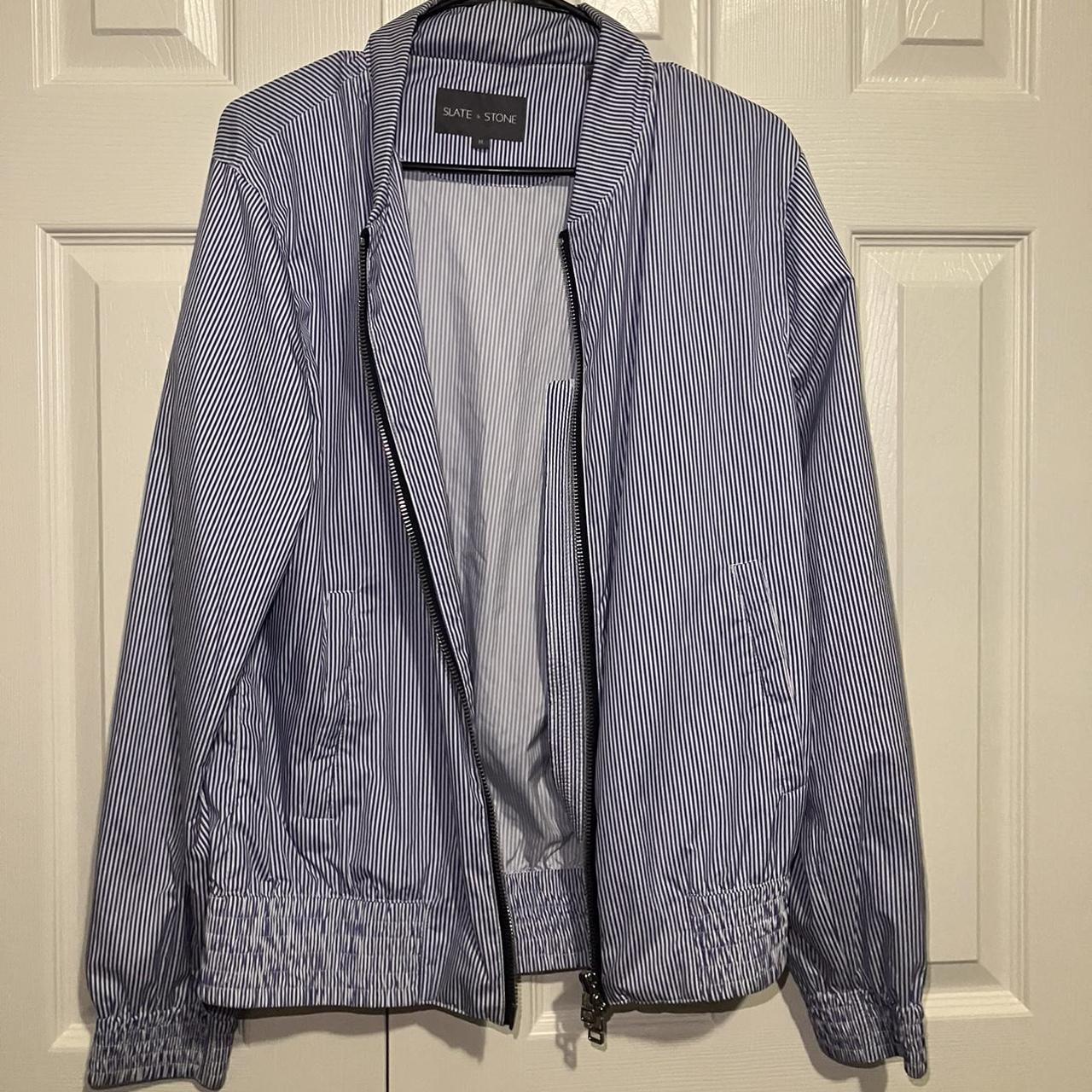 Blue and White Striped Jacket Can be paired with... - Depop
