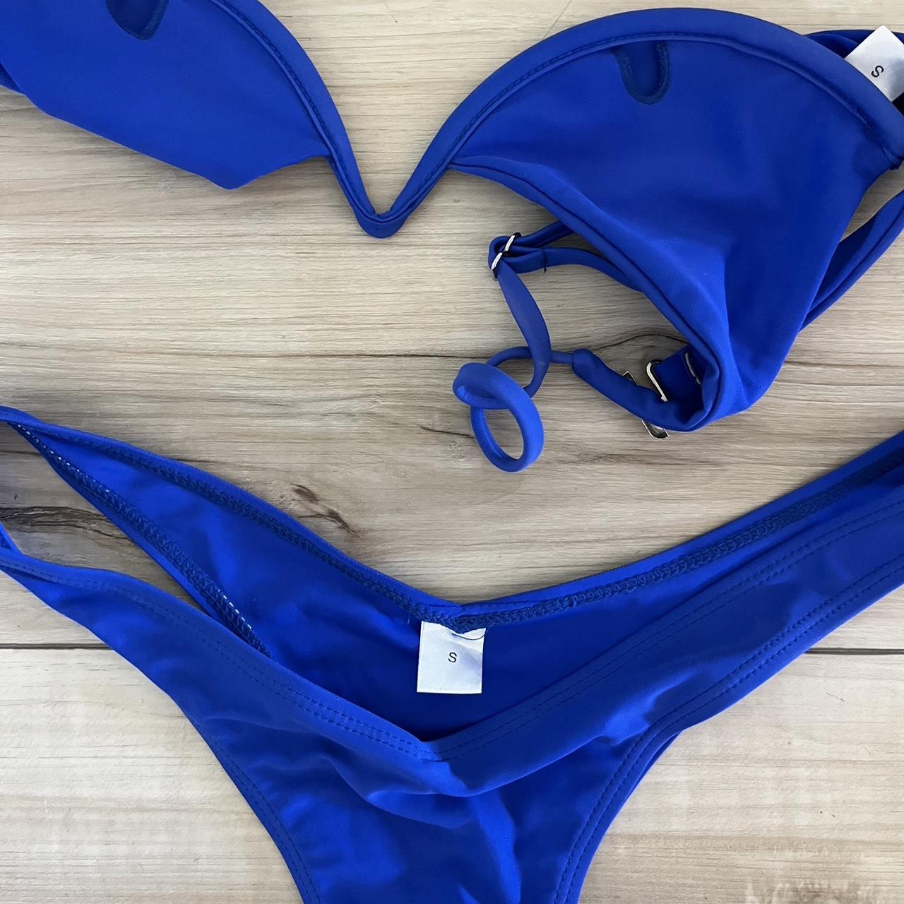 Royal blue underwire bikini with thong bottoms... - Depop