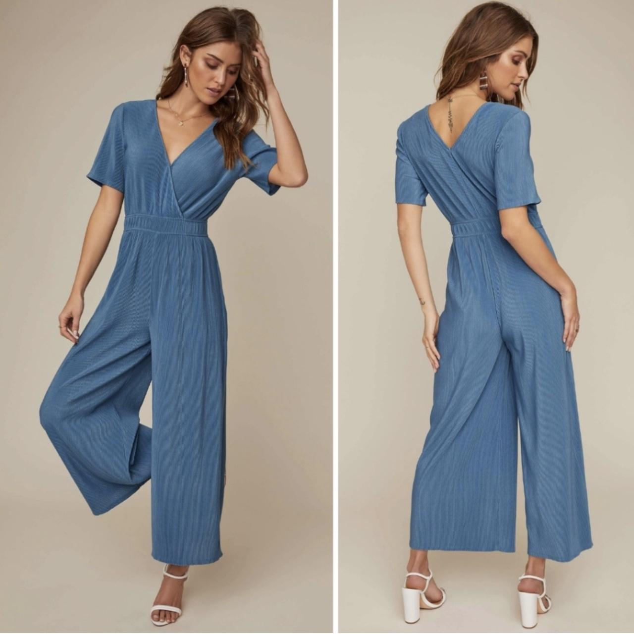 ASTR Steel Blue Jumpsuit Wide leg, ribbed material,... - Depop