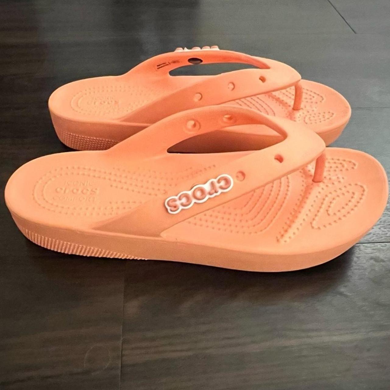 Platform Flip Flop Crocs Sandals Orange / Coral... - Depop