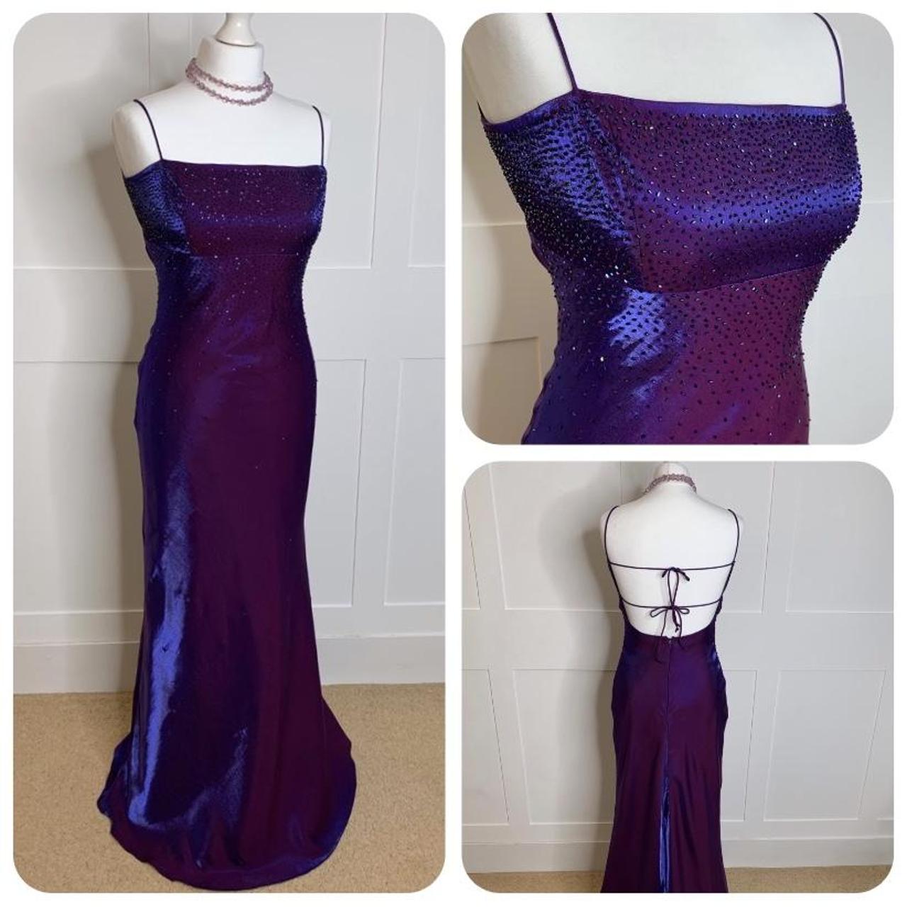 Vintage, prom dress, retro 1990s iridescent purple,... - Depop