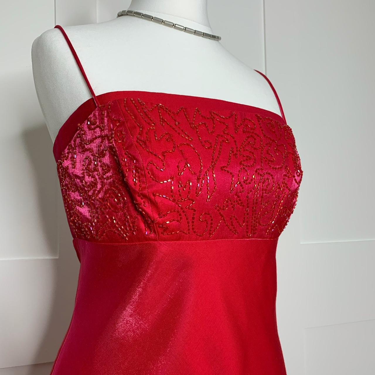 Vintage prom dress, retro 1990s red Bridgerton style... - Depop