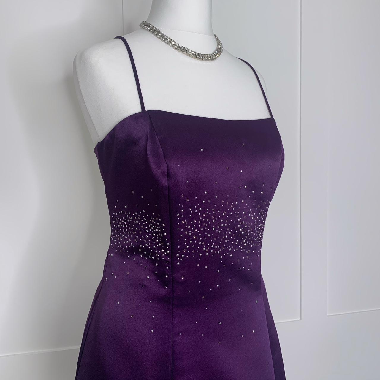 Vintage prom dress, retro 1990s purple satin, lace... - Depop