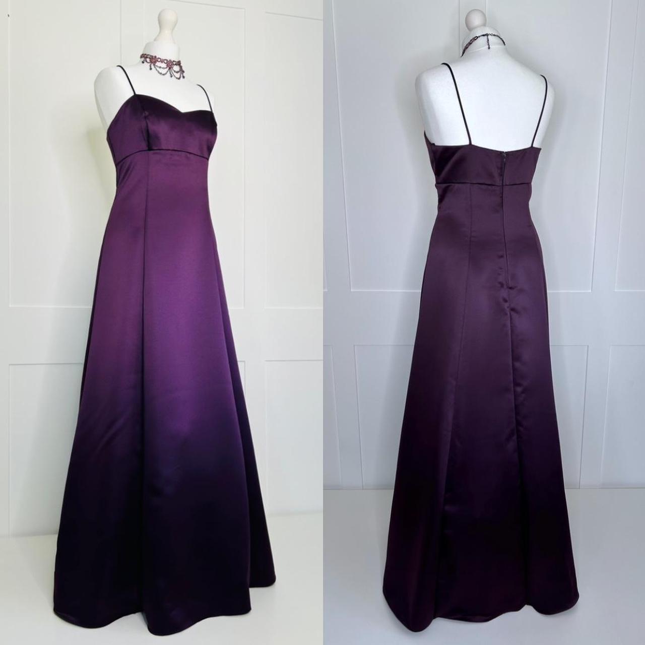 Vintage prom dress, retro 1990s purple, satin,... - Depop