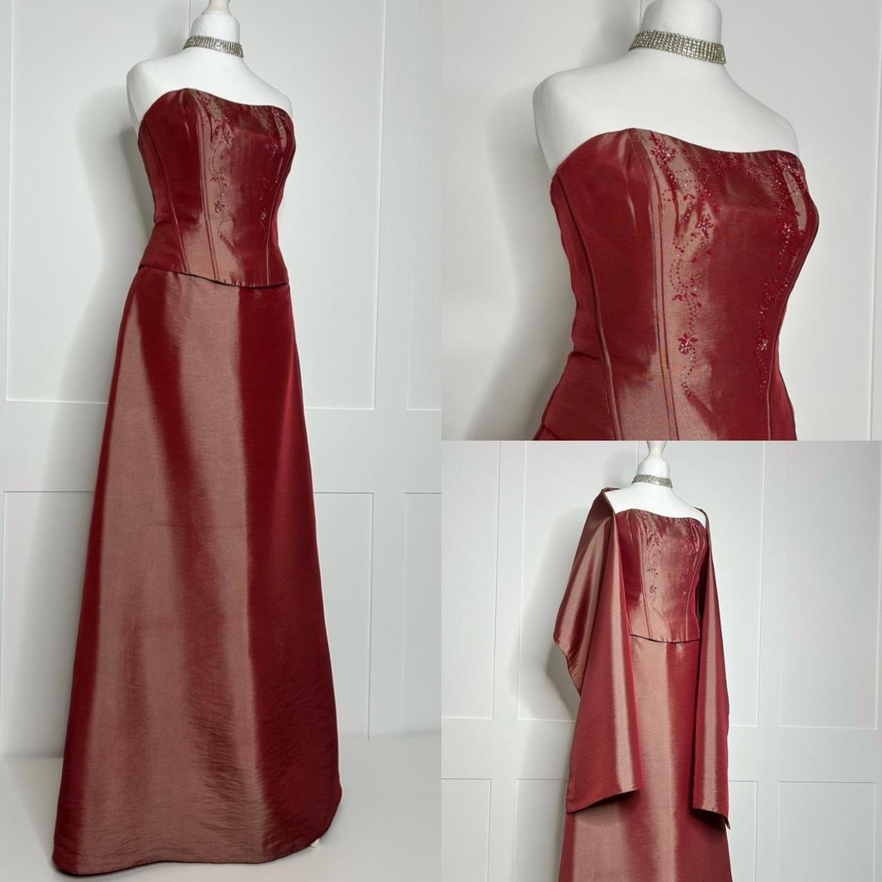 Vintage prom dress, retro graduation, Y2K strapless,... | Depop