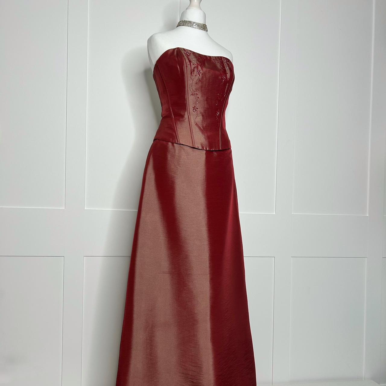 Vintage prom dress, retro graduation, Y2K strapless,... | Depop