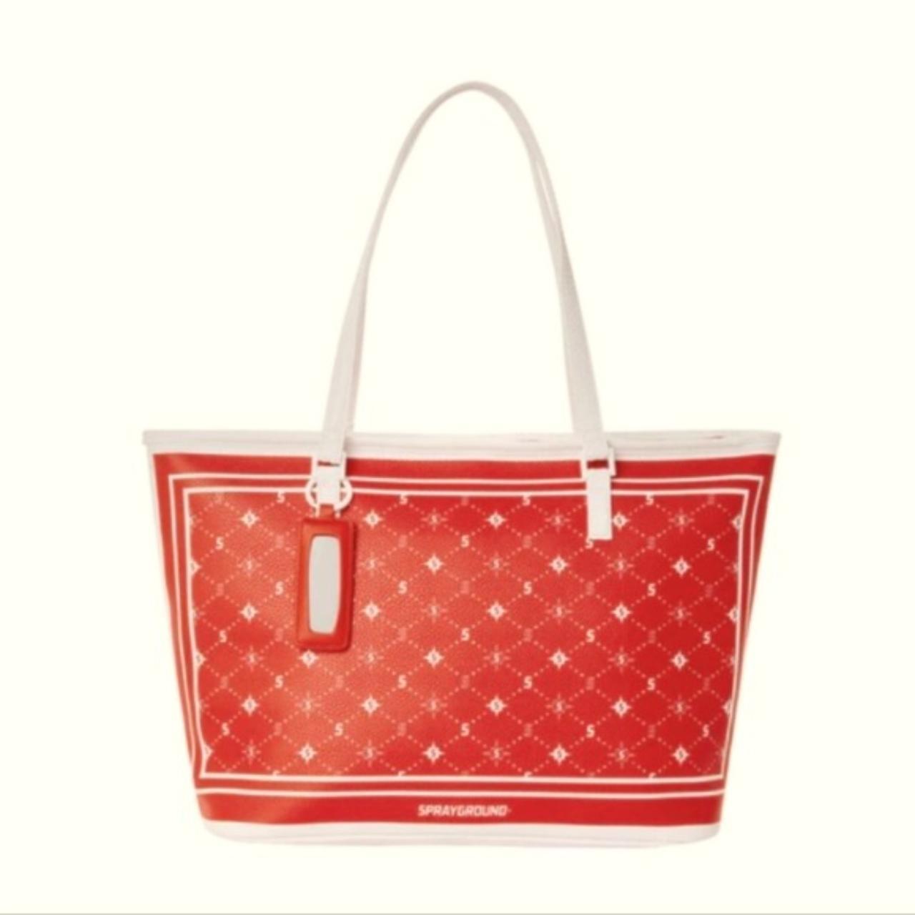 Sprayground Women's Red and White Bag | Depop