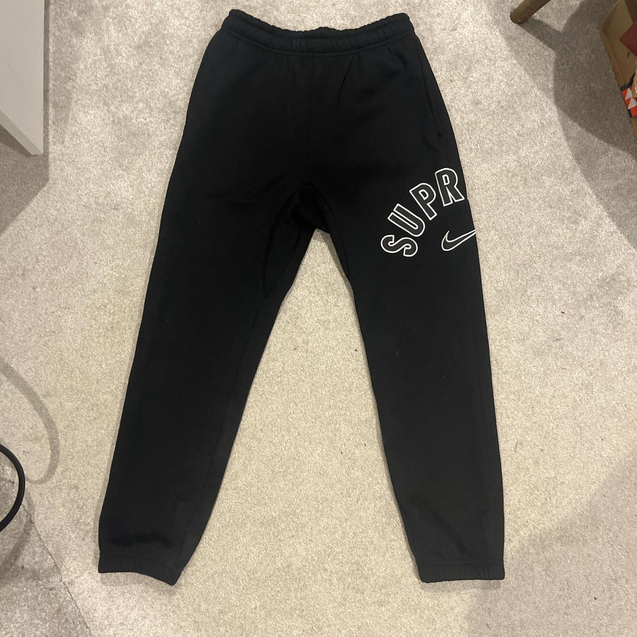 Nike x supreme black joggers Size small Good... - Depop