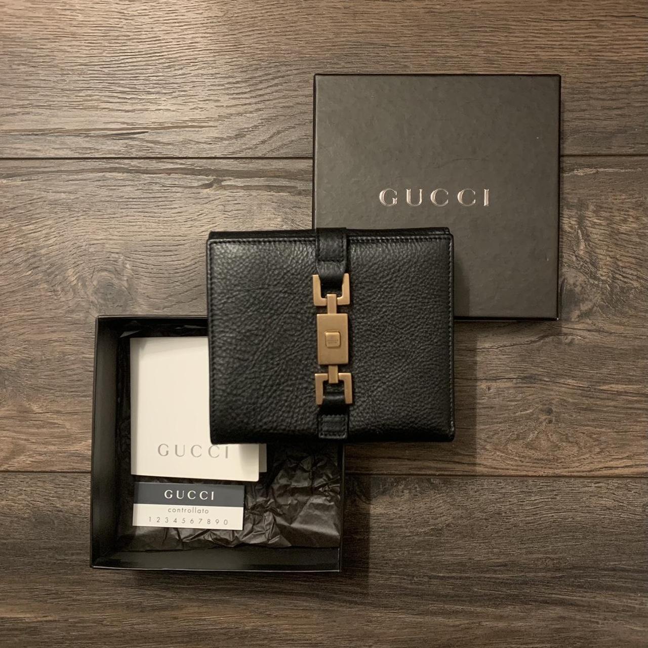 Gucci Women's Black and Gold Wallet-purses | Depop