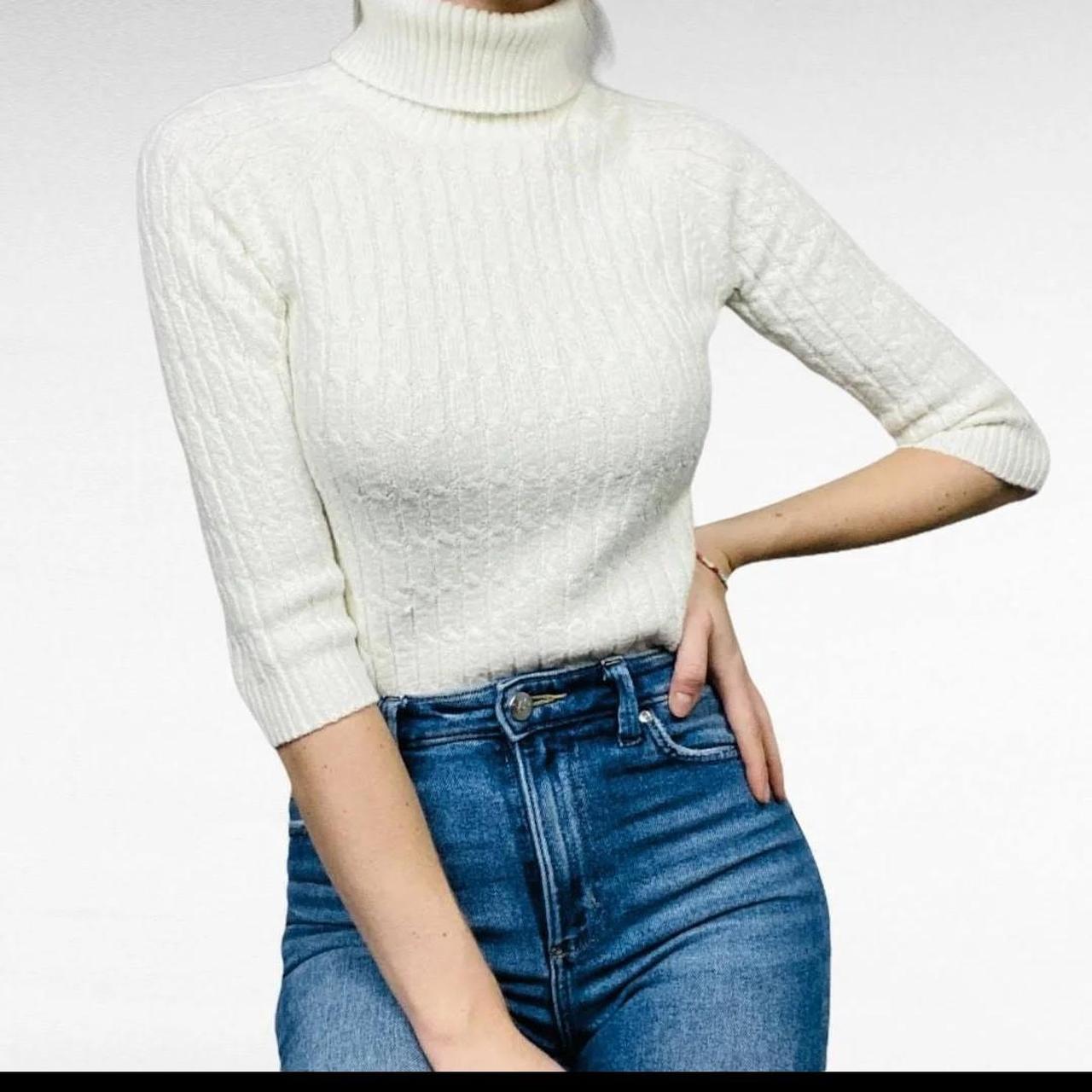 VINTAGE | 1980s George Ivory Off White Ribbed Knit... - Depop