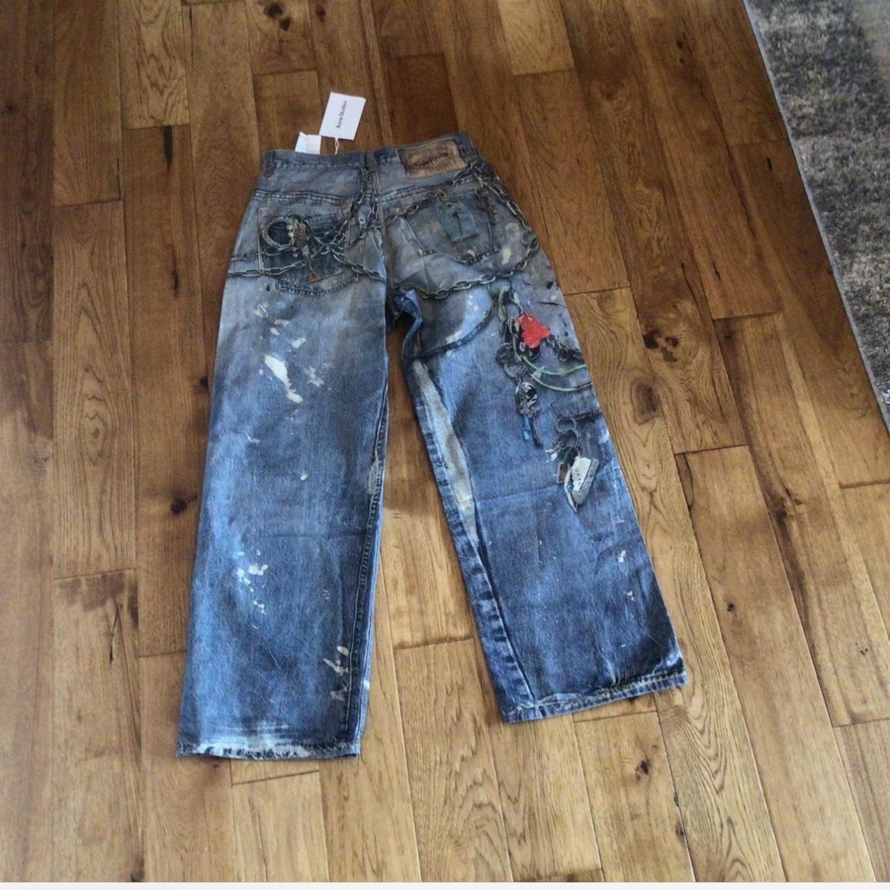 Acne studios 1981m key chain print baggy jeans Size... - Depop