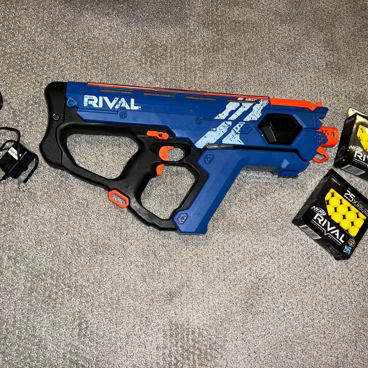 Nerf Perses Mxix-5000 Rival Motorized Blaster (Blue)... - Depop