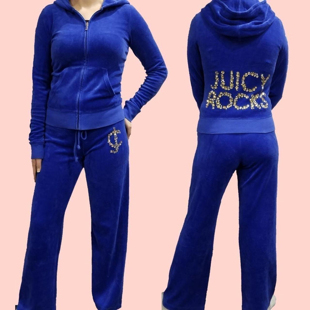 Blue Juicy couture tracksuit velour matching set.... - Depop