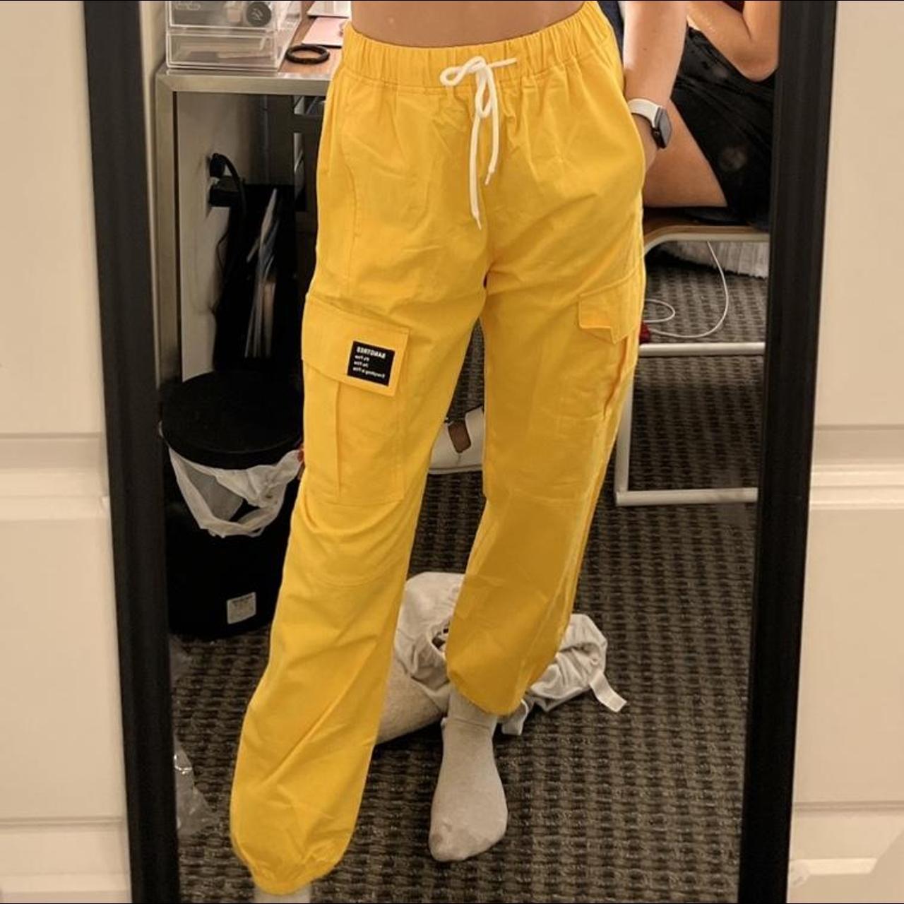 Yellow cargo pants with drawstring 💛 #cargopants... - Depop