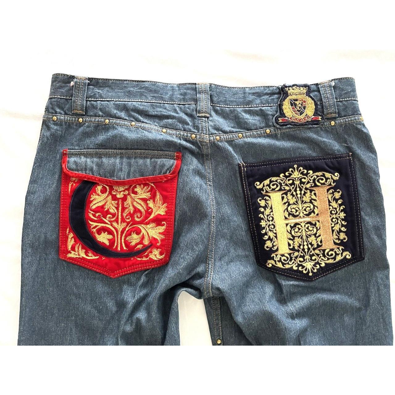 Vintage Crown Holder Jeans 40x36 Embroidered Y2K... - Depop